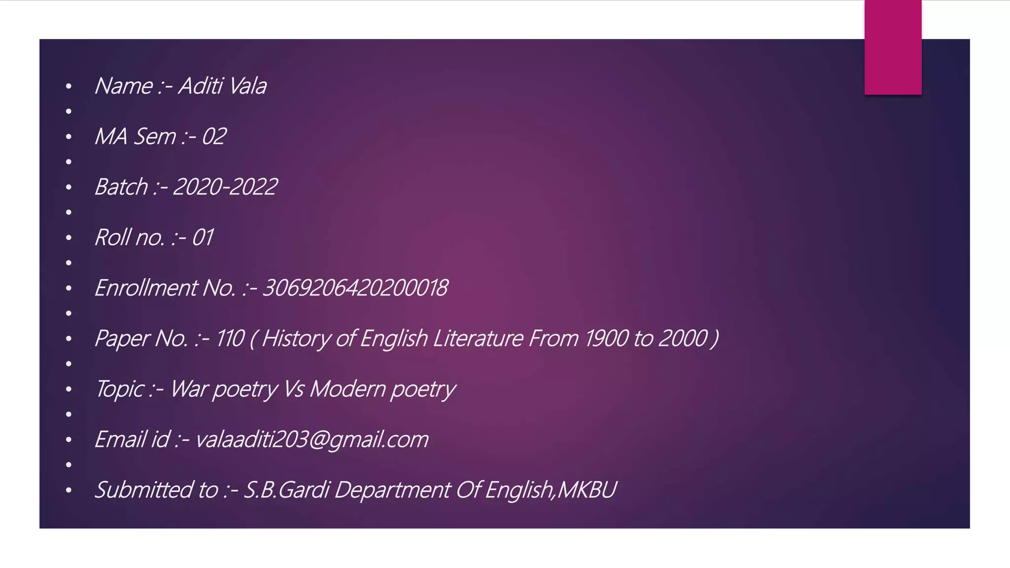 War Poetry vs Modern Poetry | PPTX