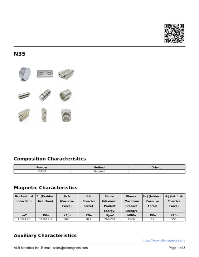 N35 magnets grades data | PDF