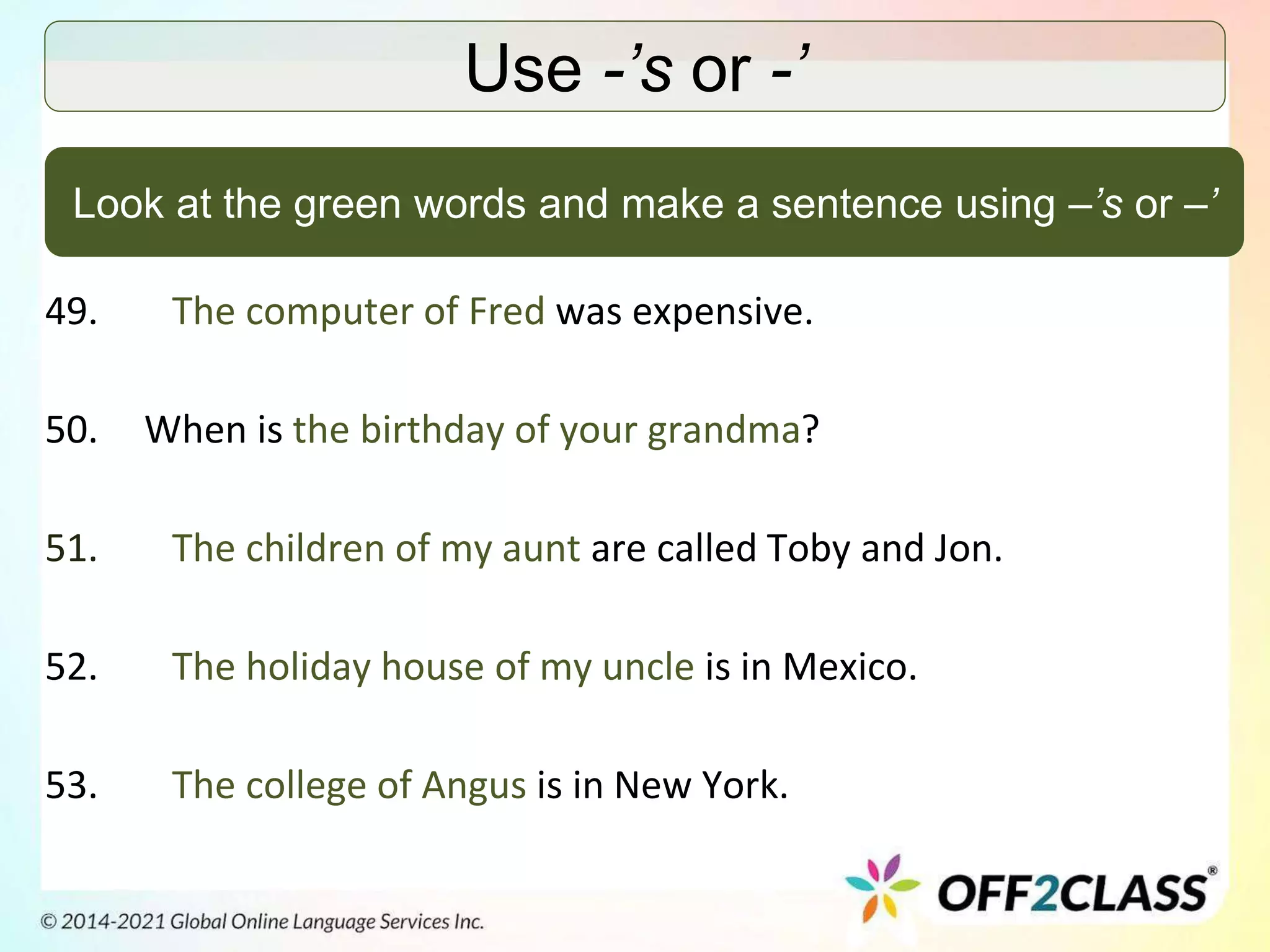 Possessive Nouns – Free ESL Lesson Plan | PPTX