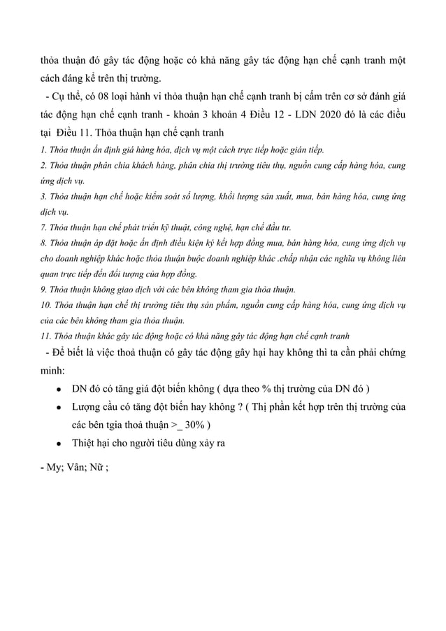 N4 - BTVN LUẬT CẠNH TRANH.docx.......... | PDF