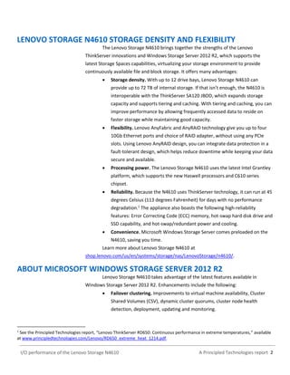 I/O performance of the Lenovo Storage N4610 | PDF