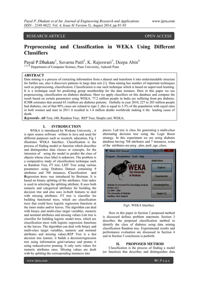 Preprocessing and Classification in WEKA Using Different Classifiers ...