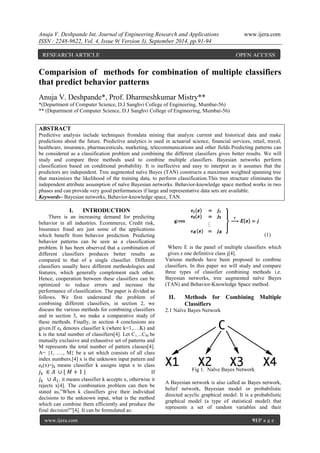 Comparision of methods for combination of multiple classifiers that predict behavior patterns | PDF