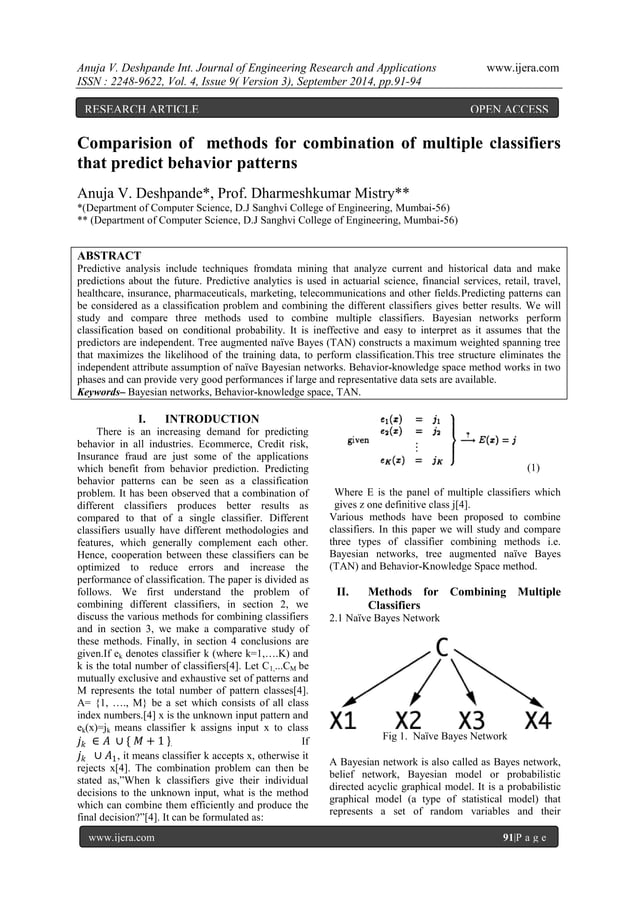 Comparision of methods for combination of multiple classifiers that predict behavior patterns | PDF