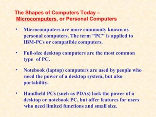 Shapes of computers | PPS | Desktops | Computing