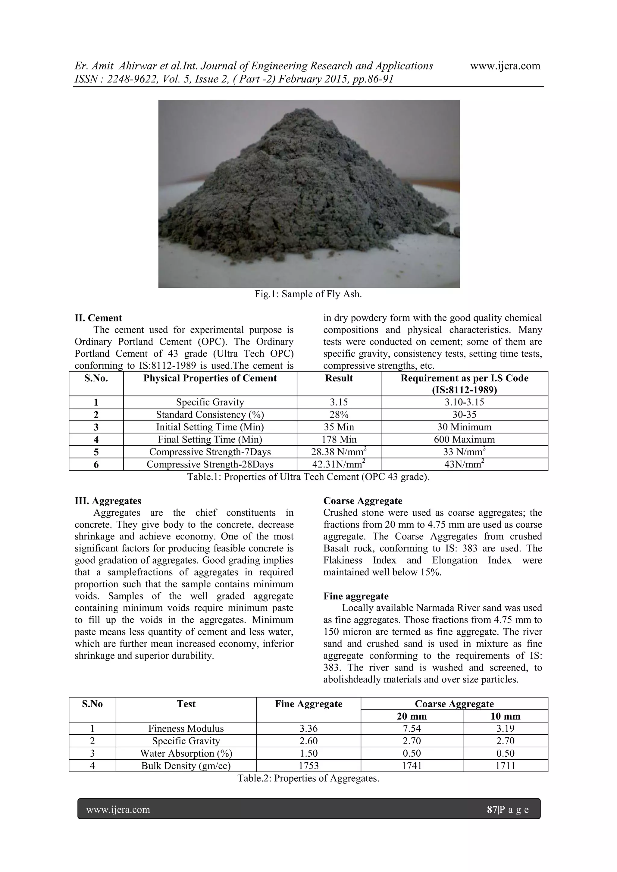 Laboratory Analysis of Fly Ash Mix Cement Concrete for Rigid Pavement ...