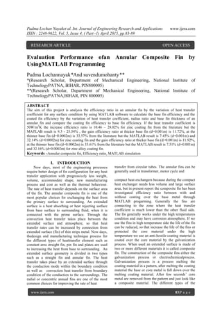 Evaluation Performance ofan Annular Composite Fin by UsingMATLAB Programming | PDF