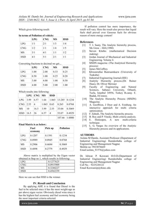 Selection of Fuel by Using Analytical Hierarchy Process | PDF