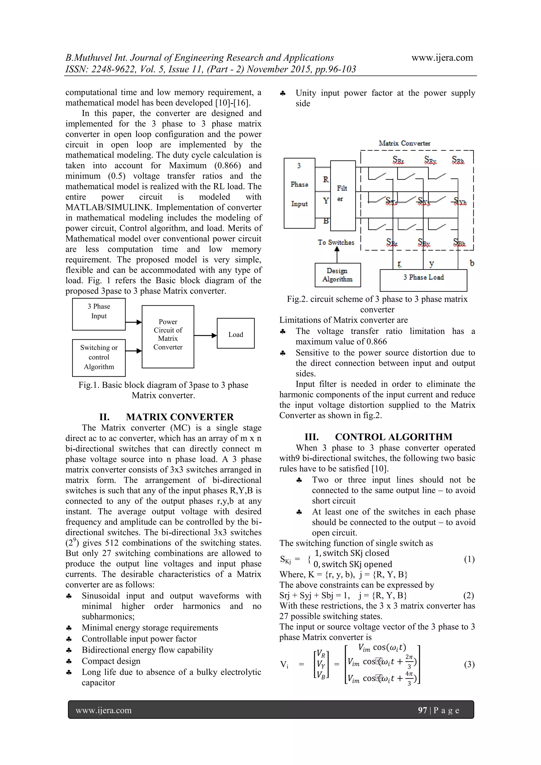 Simulation Of 3 Phase To 3 Phase Power Conversion Using Matrix Converter With Maximum And