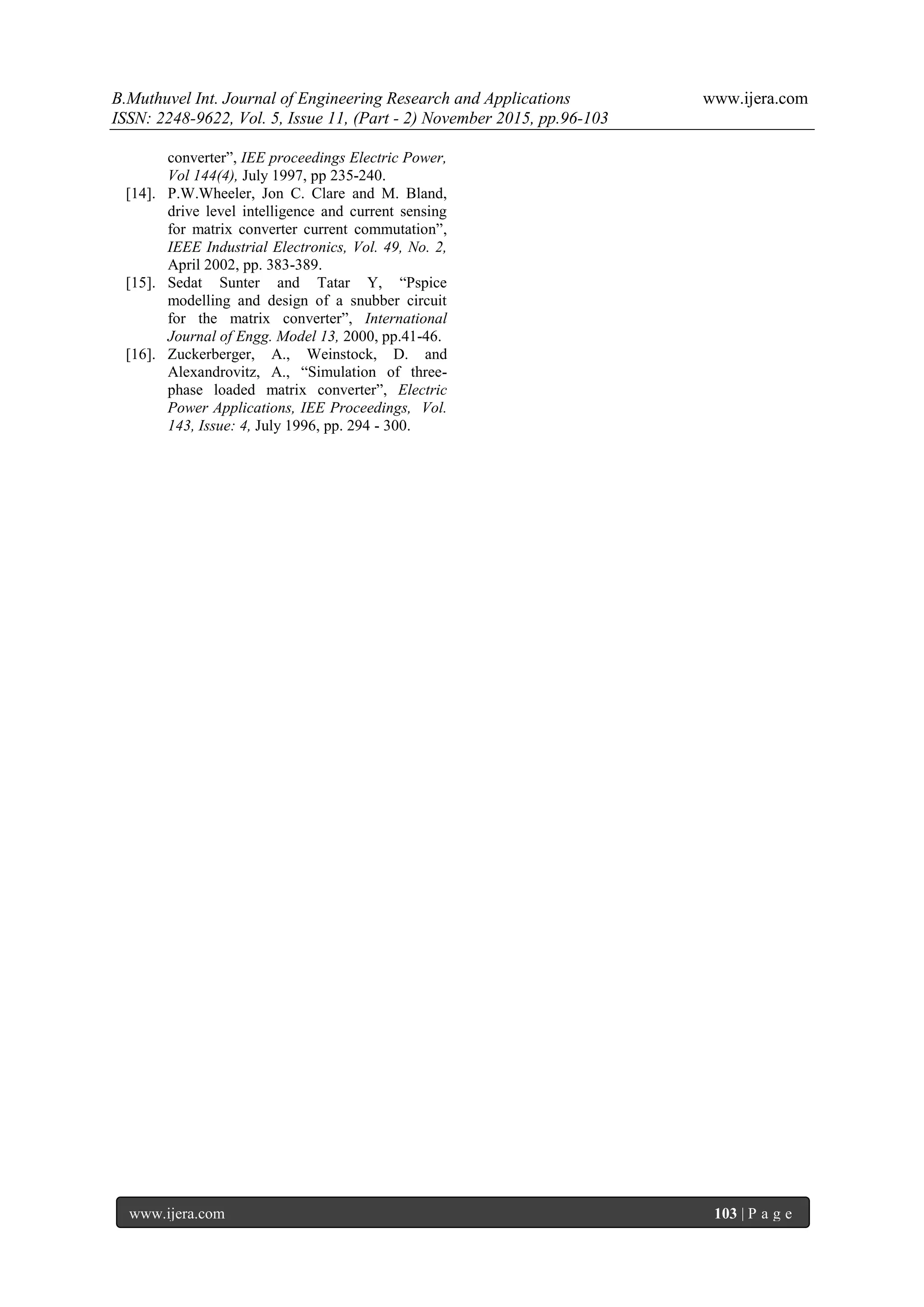 Simulation Of 3 Phase To 3 Phase Power Conversion Using Matrix Converter With Maximum And