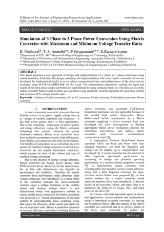Simulation of 3 Phase to 3 Phase Power Conversion Using Matrix ...