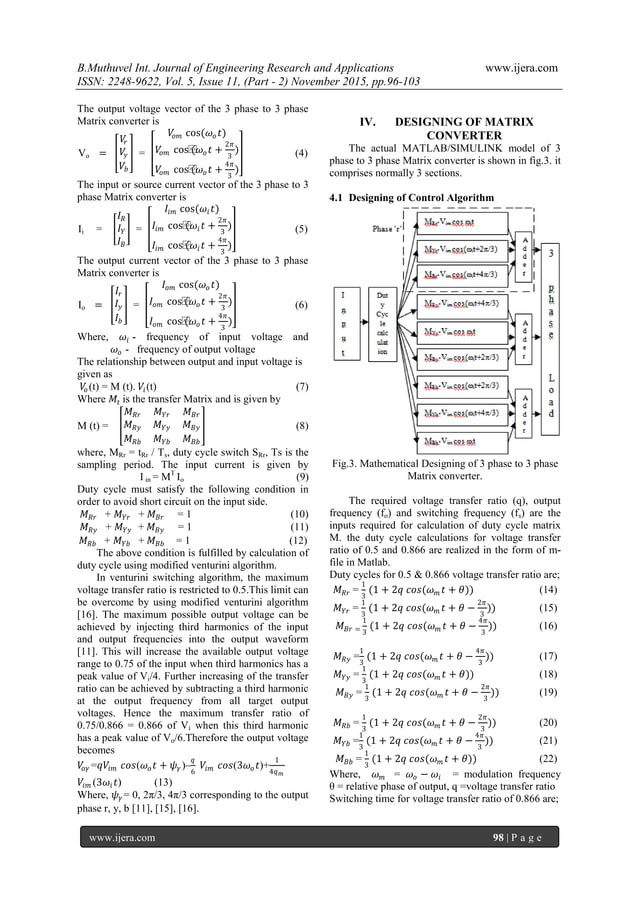Simulation Of 3 Phase To 3 Phase Power Conversion Using Matrix Converter With Maximum And