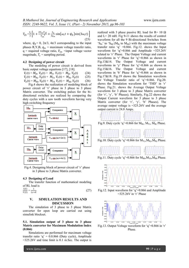 Simulation of 3 Phase to 3 Phase Power Conversion Using Matrix ...