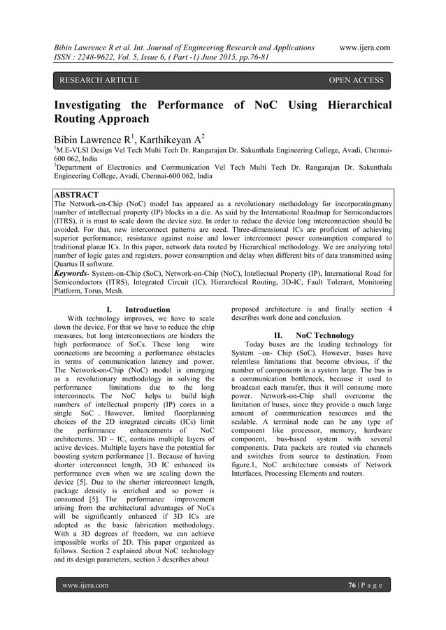 Investigating The Performance Of Noc Using Hierarchical Routing