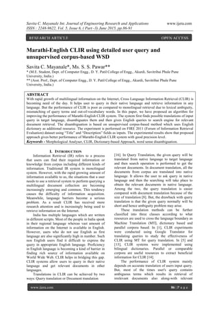 Marathi-English CLIR using detailed user query and unsupervised corpus ...