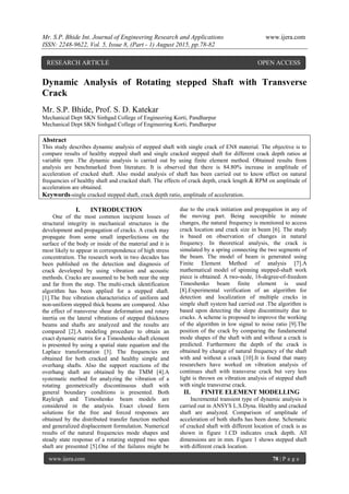 Dynamic Analysis of Rotating stepped Shaft with Transverse Crack | PDF