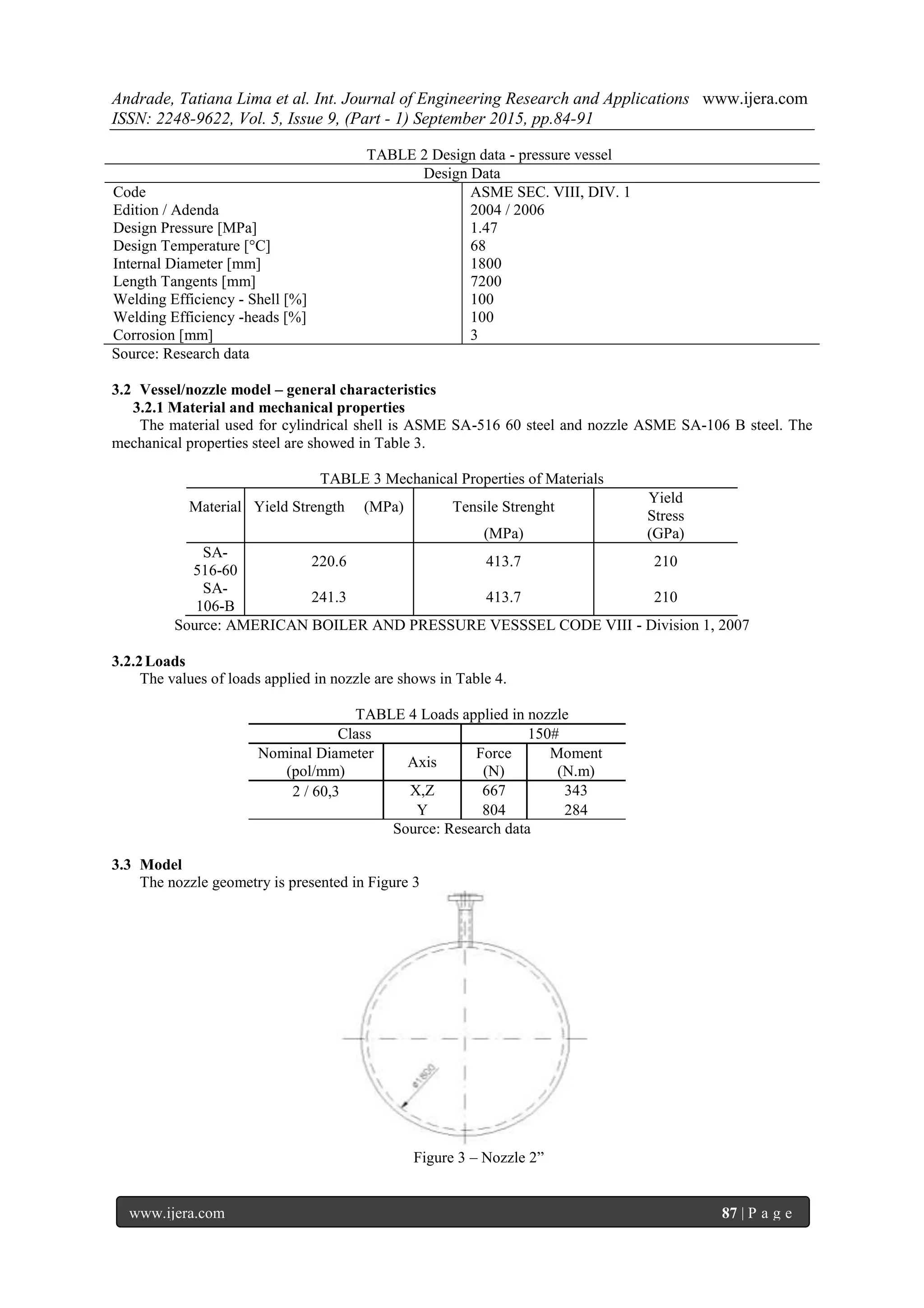Analysis of Stress in Nozzle/Shell of Cylindrical Pressure Vessel under ...