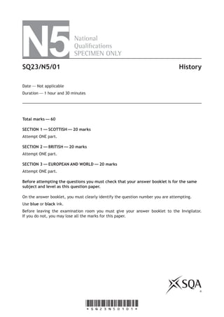 N5 sample paper history | PDF