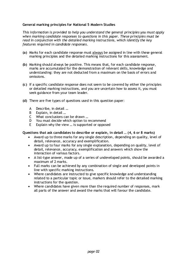 Example National 5 exam paper – Belmont Modern Studies