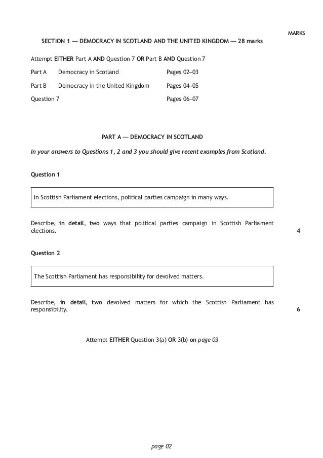 Example National 5 exam paper – Belmont Modern Studies