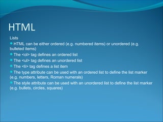 N5 Computing Science HTML | PPT
