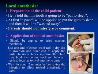 local anesthesia for dental child patient | PPT | First Aid | Injuries