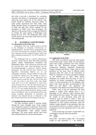 Water Quality Index for Assessment of Rudrasagar Lake Ecosystem, India ...