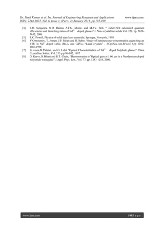 Study of Measurement of luminescence life time of the Nd3+ ions in the 6-FDA/UVR and Al2o3 hosts ...