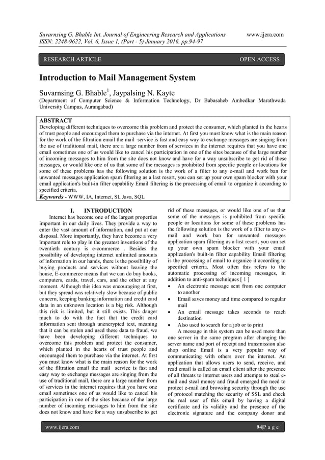 Introduction to Mail Management System | PDF