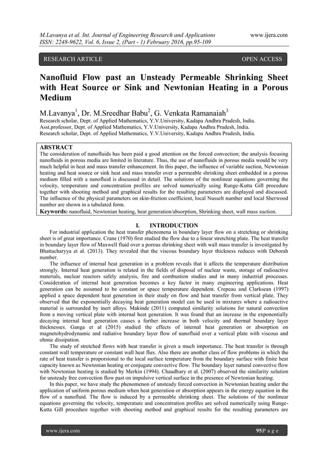 Nanofluid Flow past an Unsteady Permeable Shrinking Sheet with Heat Source or Sink and Newtonian ...