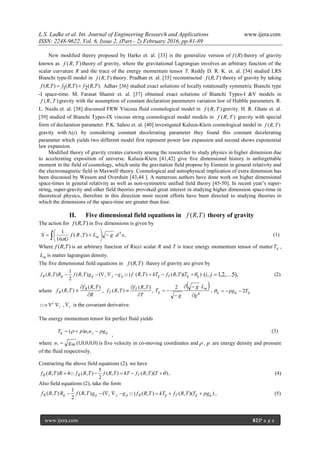 Five Dimensional Bianchi Type-V Space-Time in f (R,T) Theory of Gravityw | PDF | Physics | Science