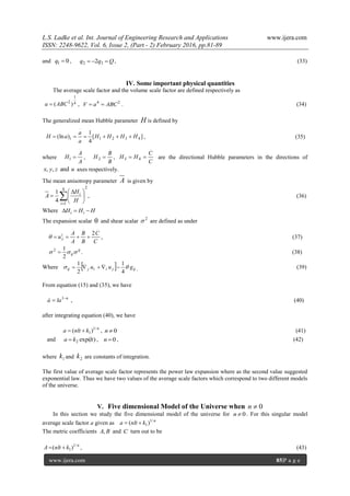 Five Dimensional Bianchi Type-V Space-Time in f (R,T) Theory of Gravityw | PDF | Physics | Science