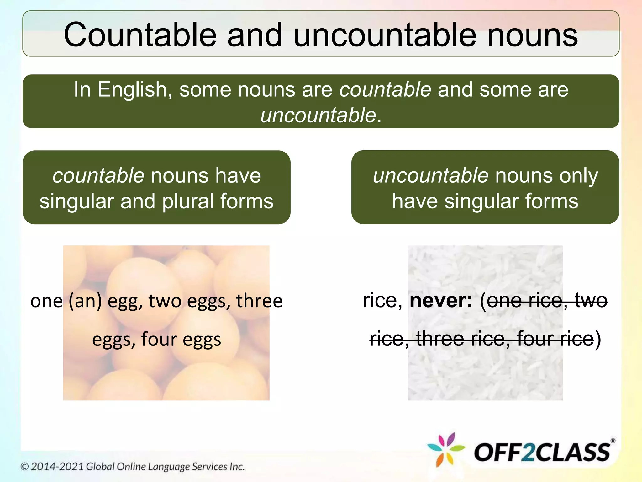 Countable And Uncountable Nouns – Free ESL Lesson Plan | PPTX