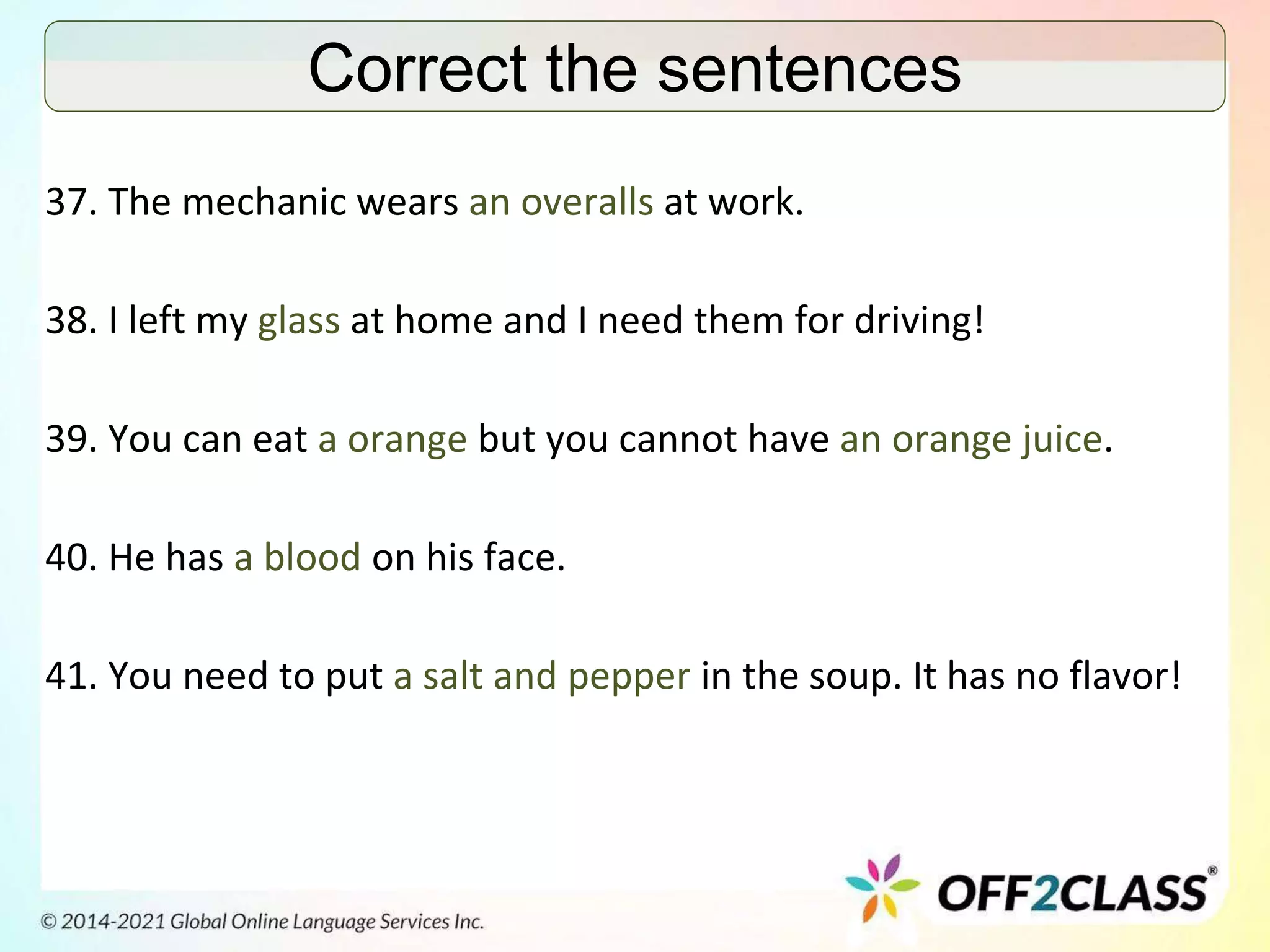 Countable And Uncountable Nouns – Free ESL Lesson Plan | PPTX