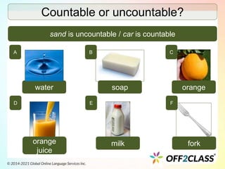 Countable And Uncountable Nouns – Free ESL Lesson Plan | PPTX