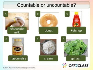 Countable And Uncountable Nouns – Free ESL Lesson Plan | PPTX