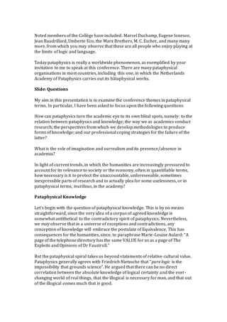 Transparency, Opacity, Antinomy: 'Pataphysics (text) | DOCX