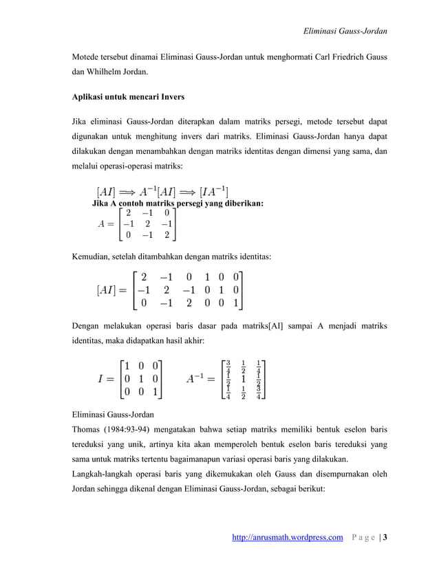 Eliminasi gauss-jordan | PDF