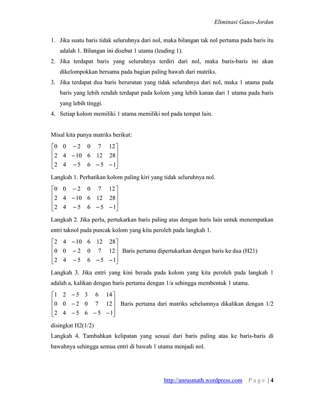Eliminasi gauss-jordan | PDF