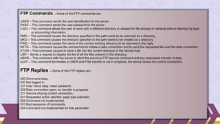 Ftp: a slideshow on File transfer protocol | PPTX