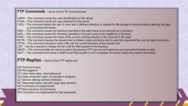 Ftp: a slideshow on File transfer protocol | PPTX | Computer Networking ...