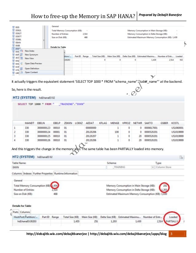 How to free up memory in SAP HANA