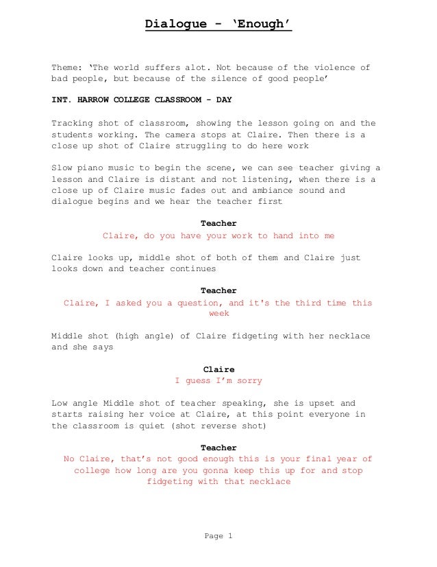 Script with dialogue