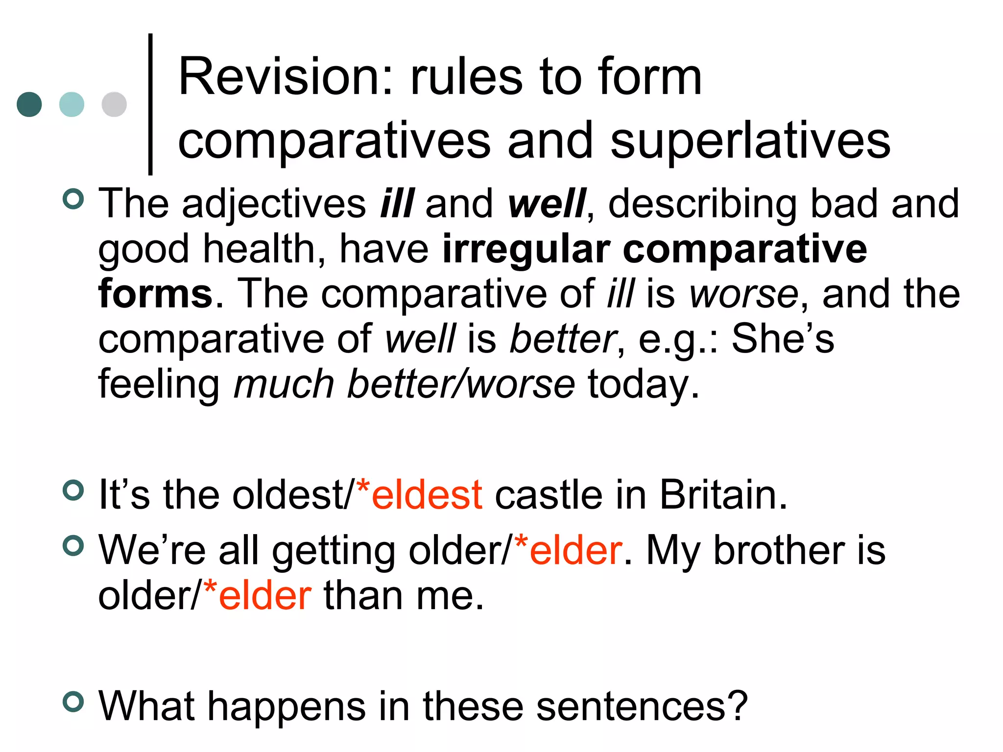 Na1 adjectives revision_rules_for_comparatives_and_superlatives | PPT