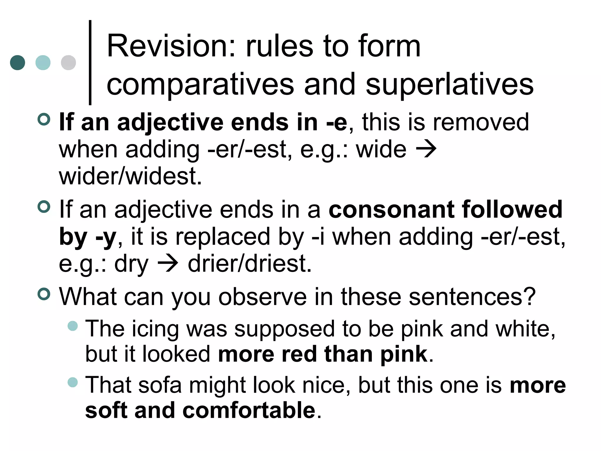 Na1 adjectives revision_rules_for_comparatives_and_superlatives | PPT