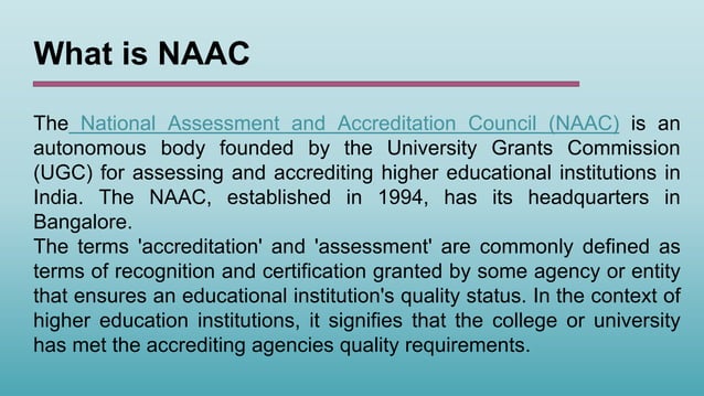 Naac criteria | PPTX | Professional School | Postgraduate Education