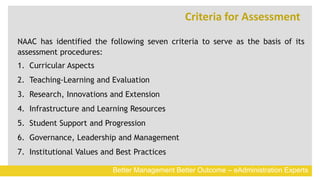 Planning for NAAC : Guidance - how to improve score ? | PPTX