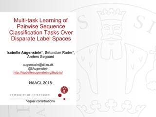 Multi-task Learning of Pairwise Sequence Classification Tasks Over Disparate Label Spaces | PDF ...