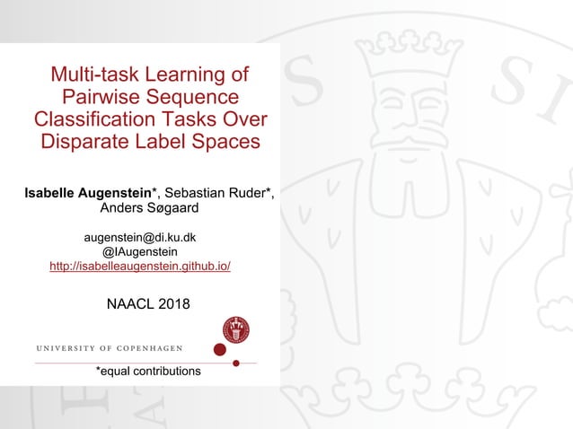 Multi-task Learning of Pairwise Sequence Classification Tasks Over Disparate Label Spaces | PDF ...