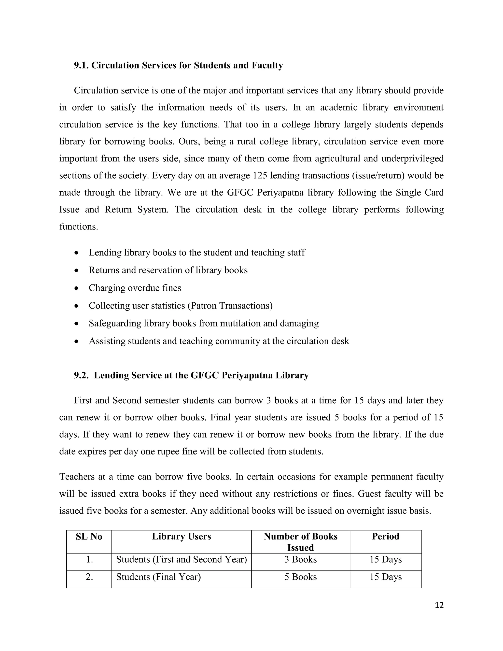 NAAC Library Report-GFGC Periyapatna | PDF